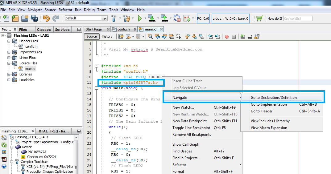 PIC Microcontrollers Input/Output Ports Tutorial - GPIO Pins - MPLAB XC8