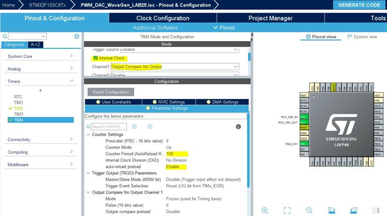 STM32 Change PWM Duty Cycle With DMA For Sine Wave Generation