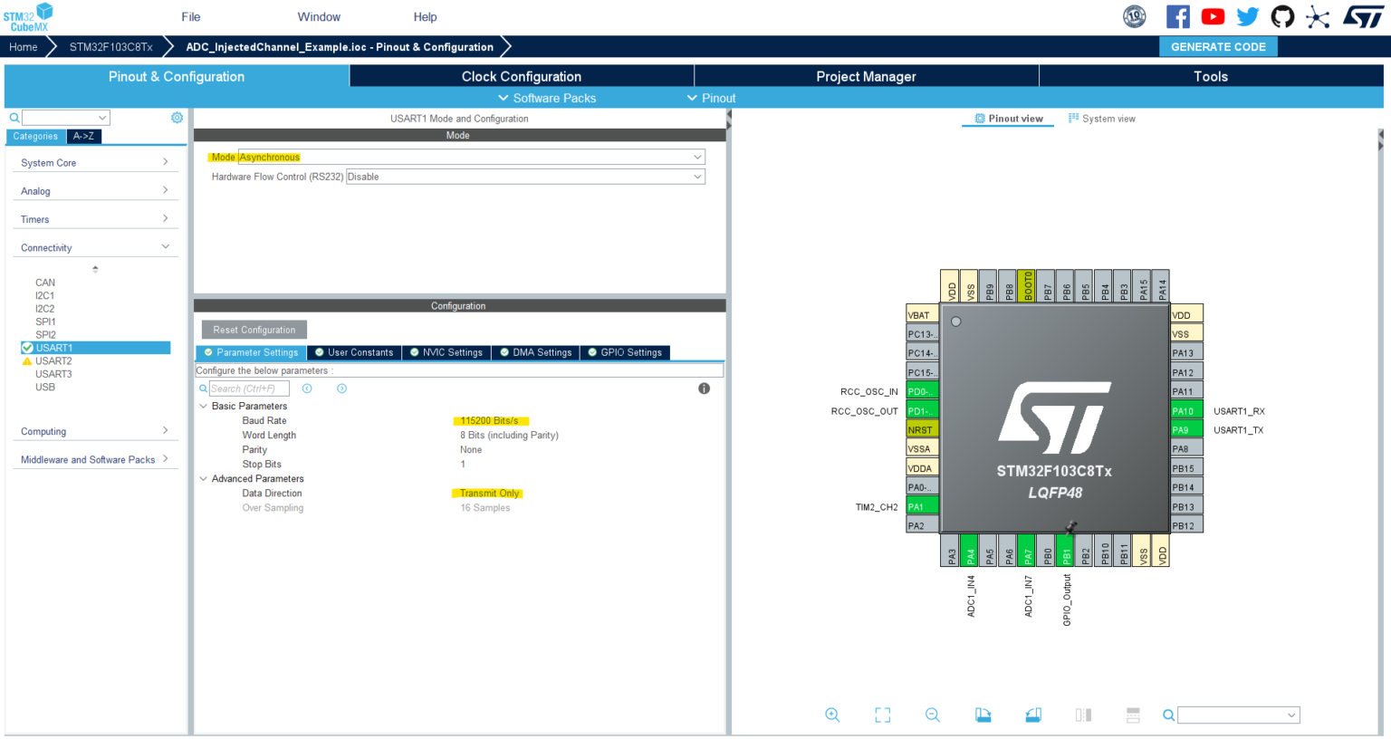 STM32 ADC Injected Channel Conversion Mode With Example