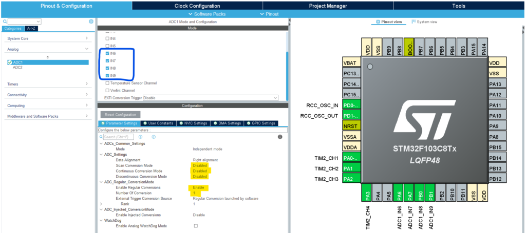 STM32 Potentiometer Reading Examples (Single & Multiple)