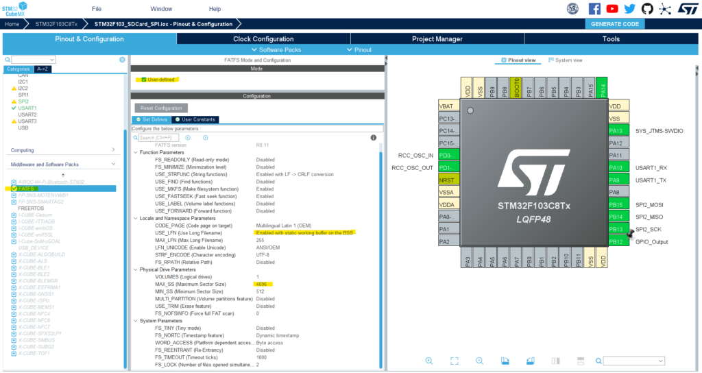 STM32 SD Card SPI & FatFS [Tutorial + Examples] – DeepBlue