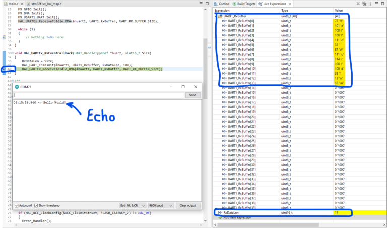STM32 UART Receive Unknown Length (IDLE Line Detection)