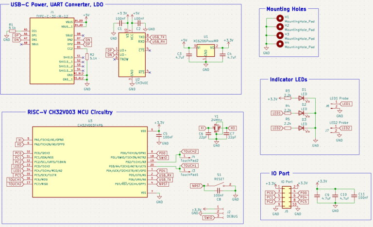 CH32V003 Schematic & PCB Board (RISC-V MCU HW Design)