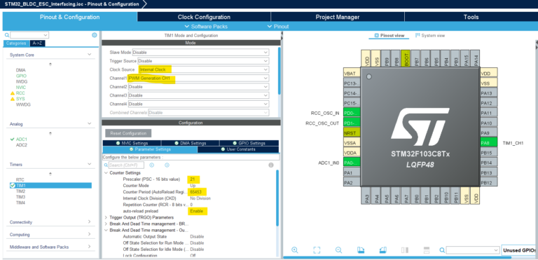 STM32 Brushless (BLDC) Motor Control - STM32 ESC Interfacing